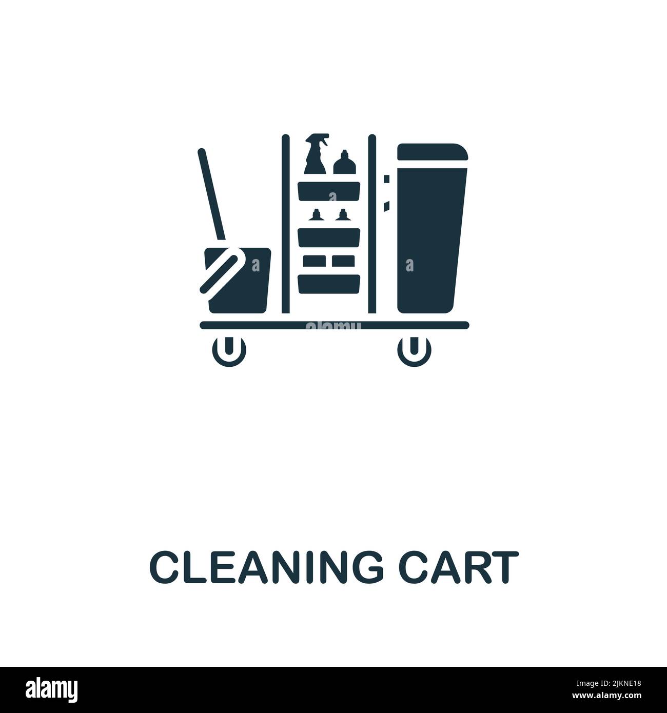 Cleaning Cart icon. Monochrome simple line Housekeeping icon for ...