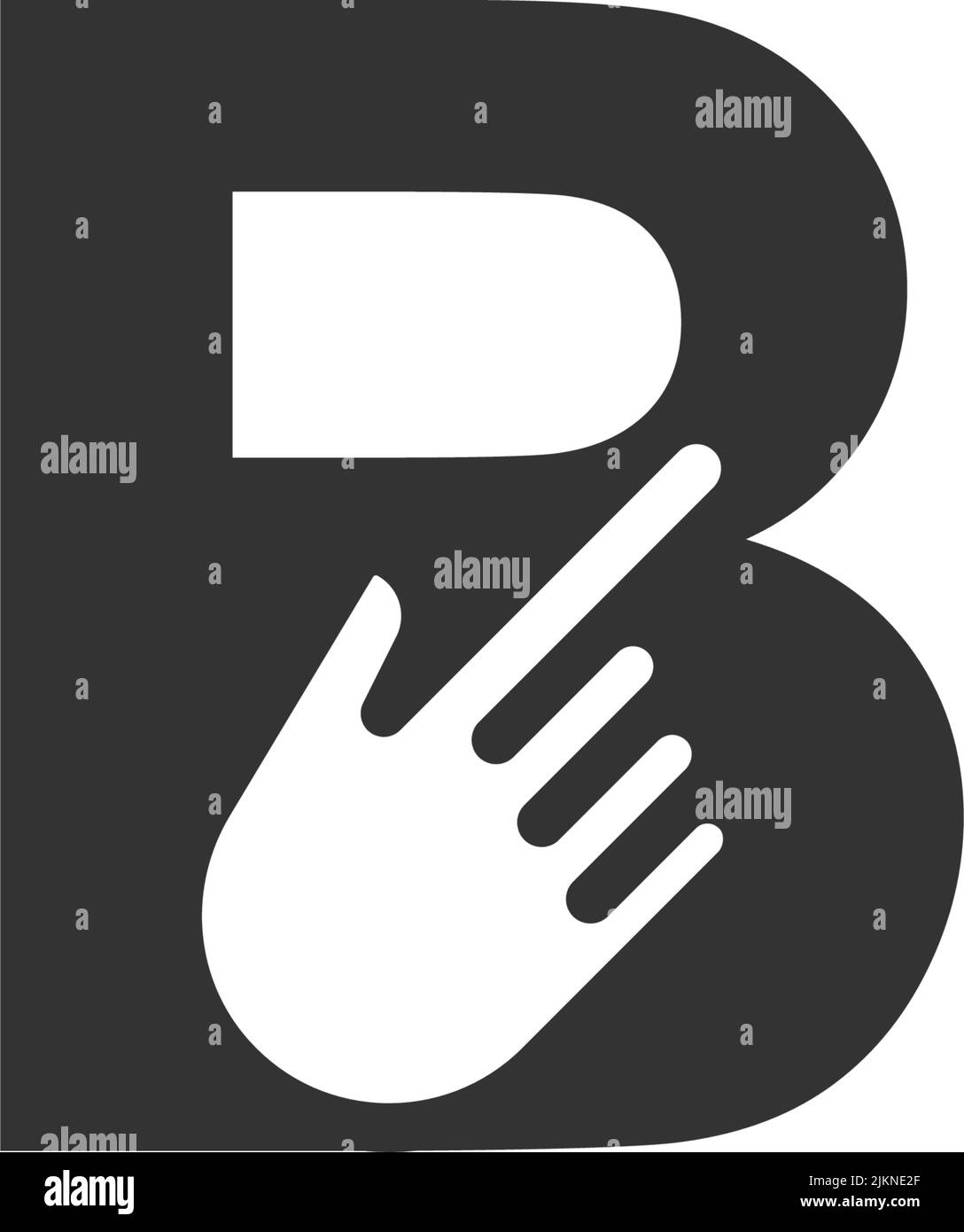 Letter combined with a hand cursor icon illustration template Stock ...