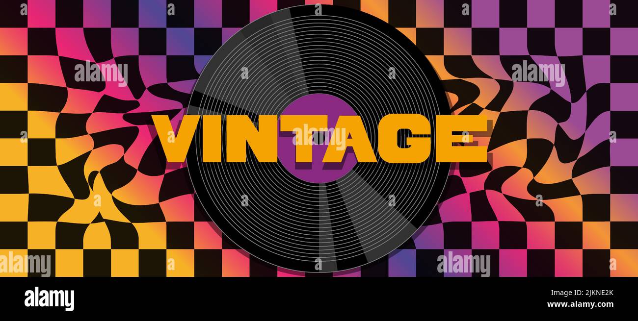 Vintage bright background with vinyl record. Musical colorful retro ...