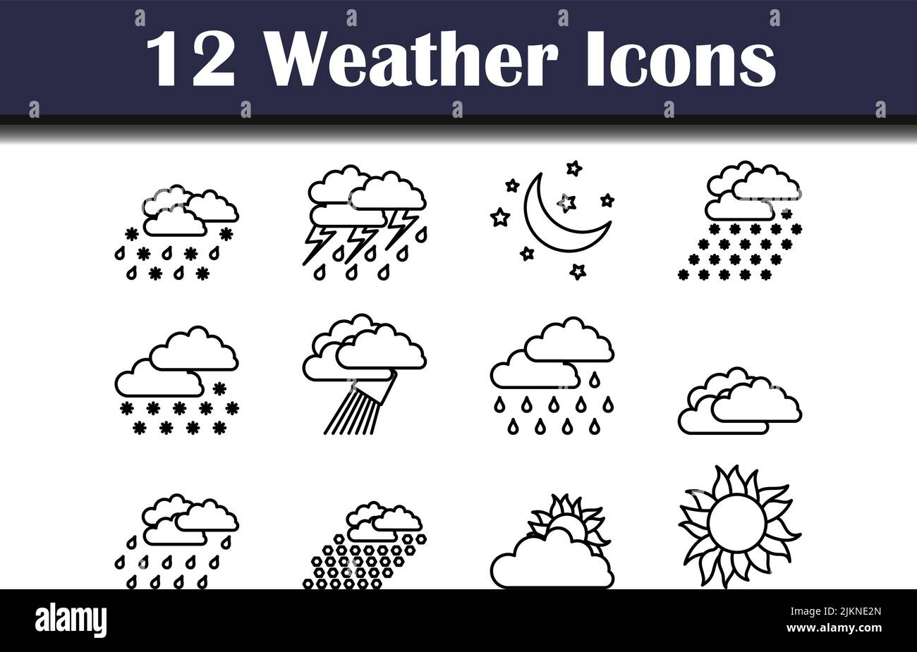 Weather Icon Set. Bold outline design with editable stroke width ...