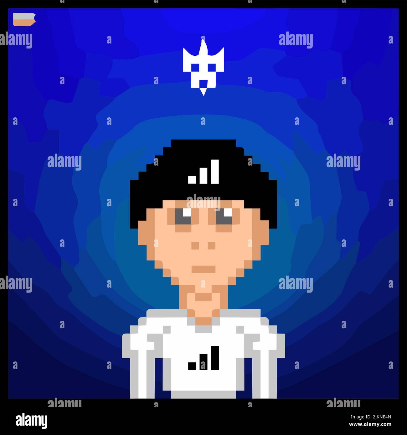 cartoon character in pixel vector art using a color filled background ...