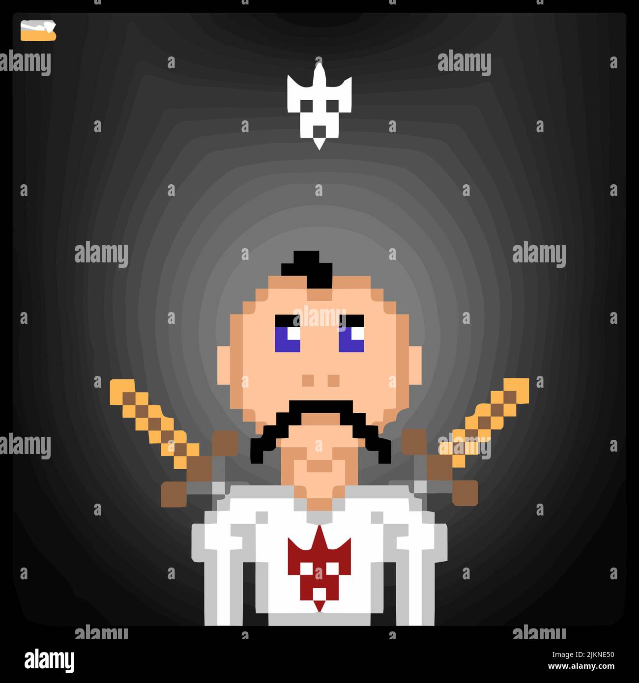 cartoon character in pixel vector art using a color filled background ...