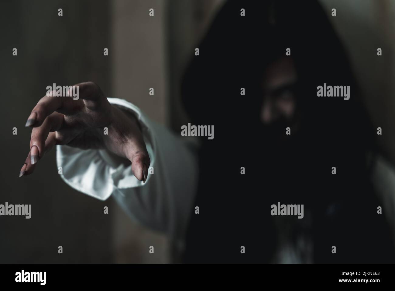 Scary ghost woman. Asian ghost or zombie horror creepy scary have hair ...