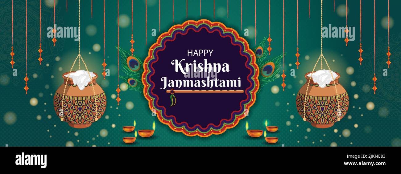 Krishna janmashtami pot Stock Vector Images - Alamy