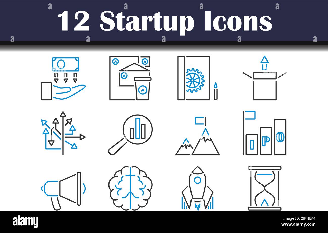 Startup Icon Set. Editable Bold Outline With Color Fill Design. Vector ...