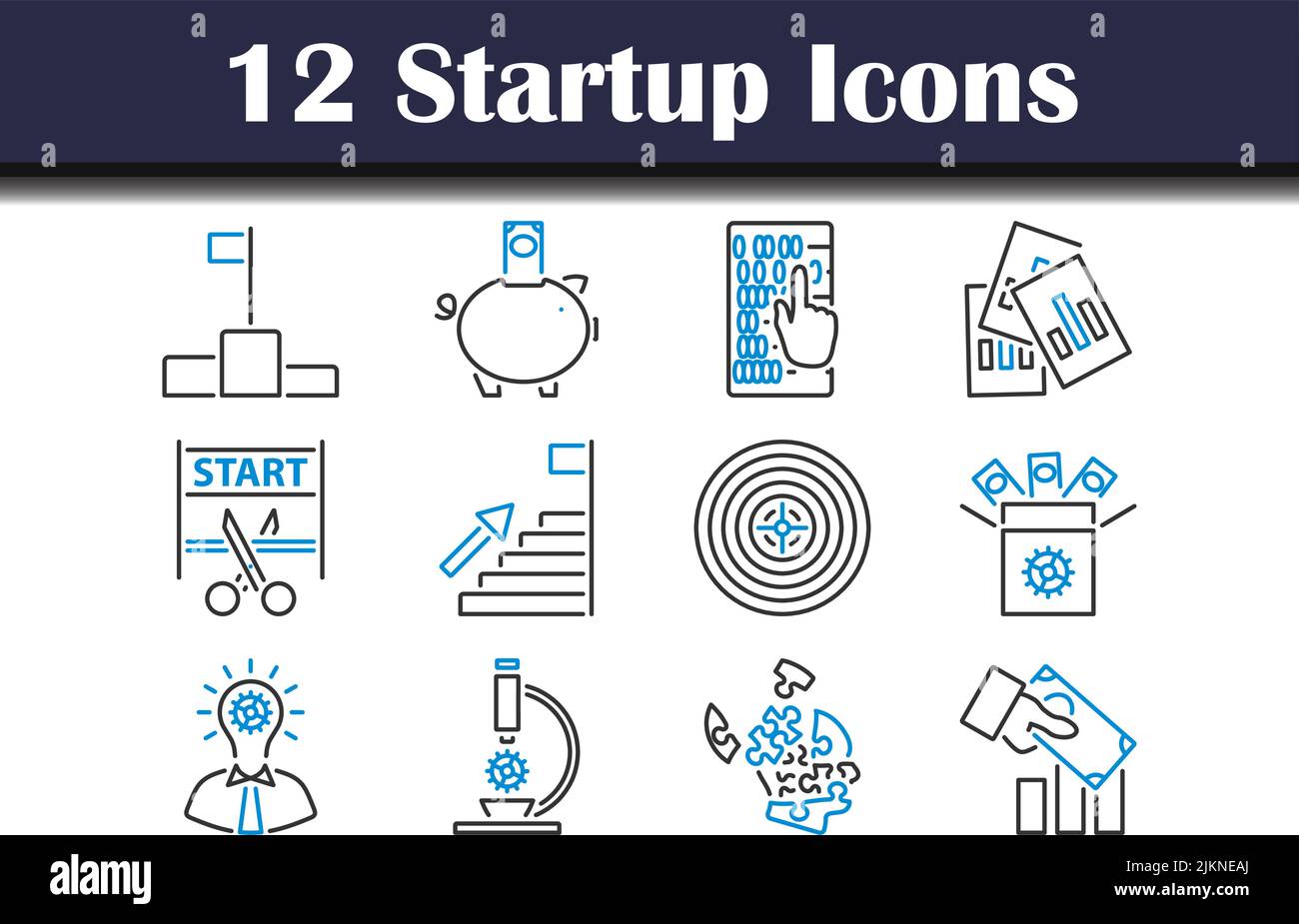 Startup Icon Set. Editable Bold Outline With Color Fill Design. Vector ...