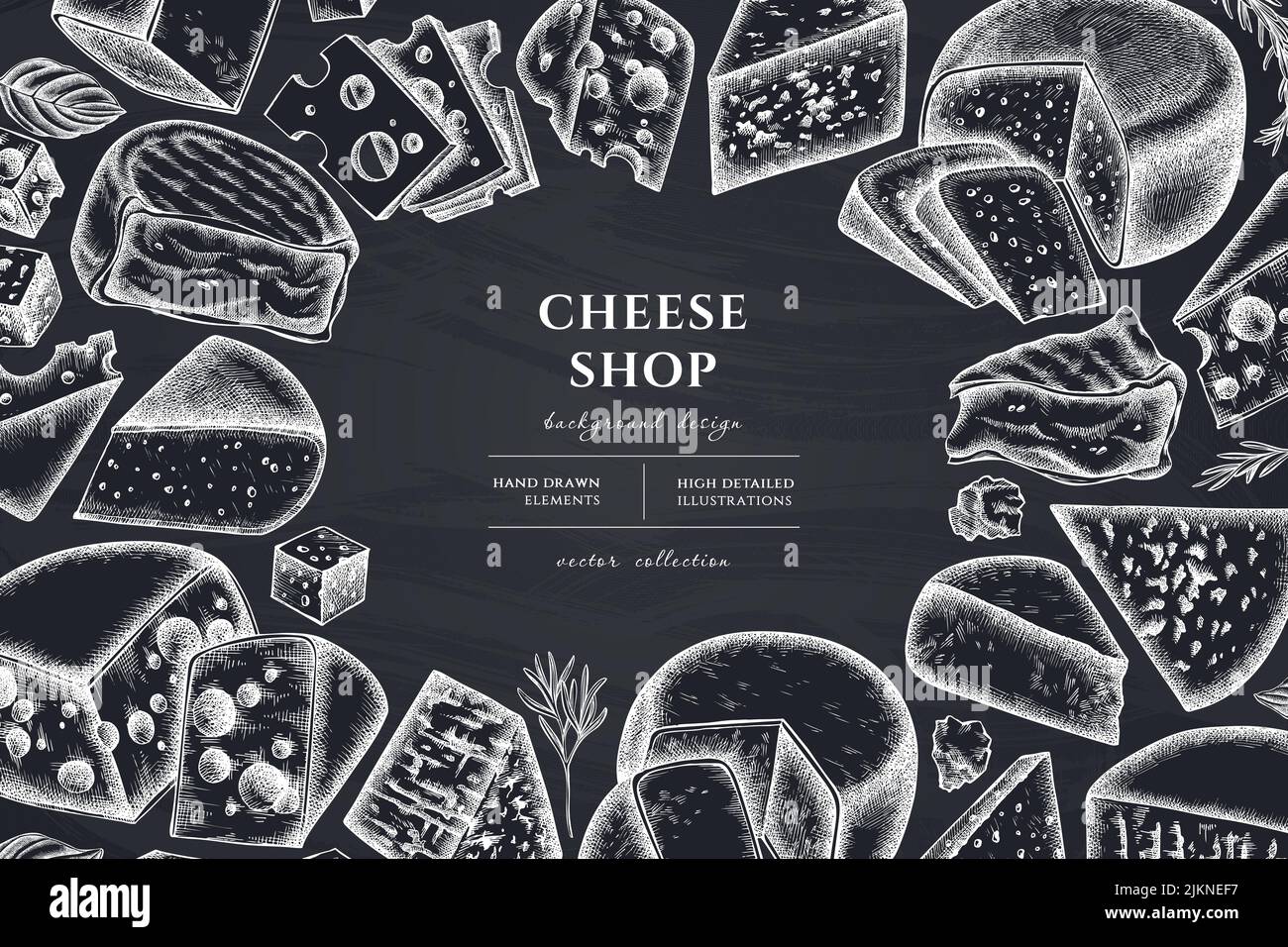 Cheese hand drawn illustration design. Background with chalk brie ...