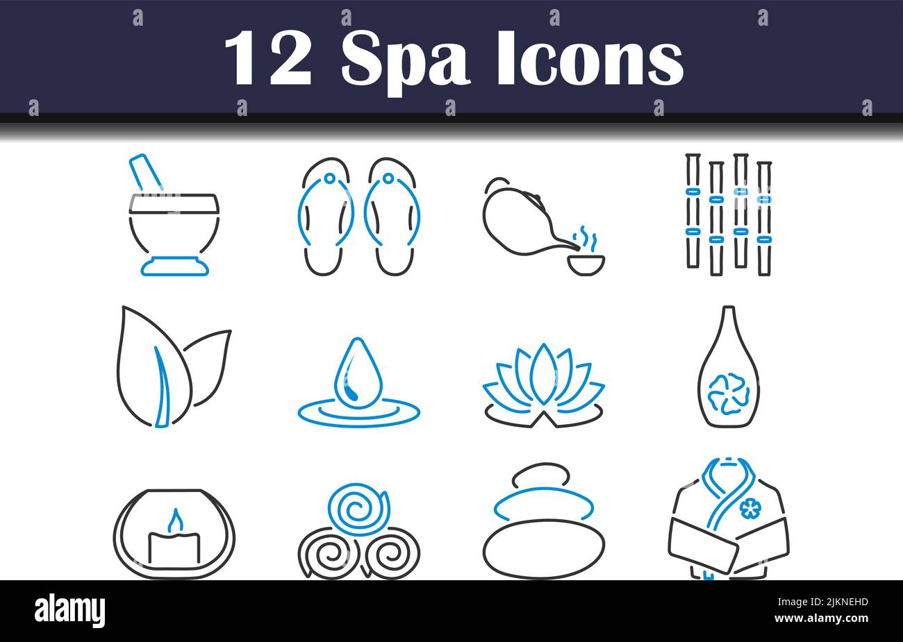 Spa Icon Set. Editable Bold Outline With Color Fill Design. Vector ...