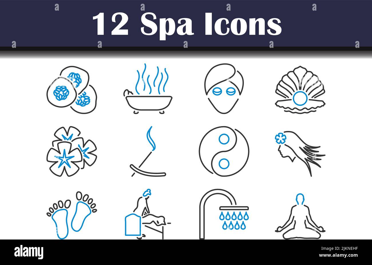 Spa Icon Set. Editable Bold Outline With Color Fill Design. Vector ...