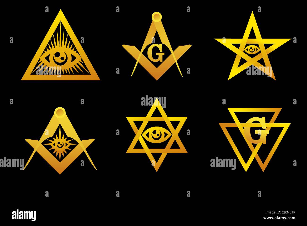 Set Masonic symbol. Vector Golden flat icons Stock Vector Image & Art ...