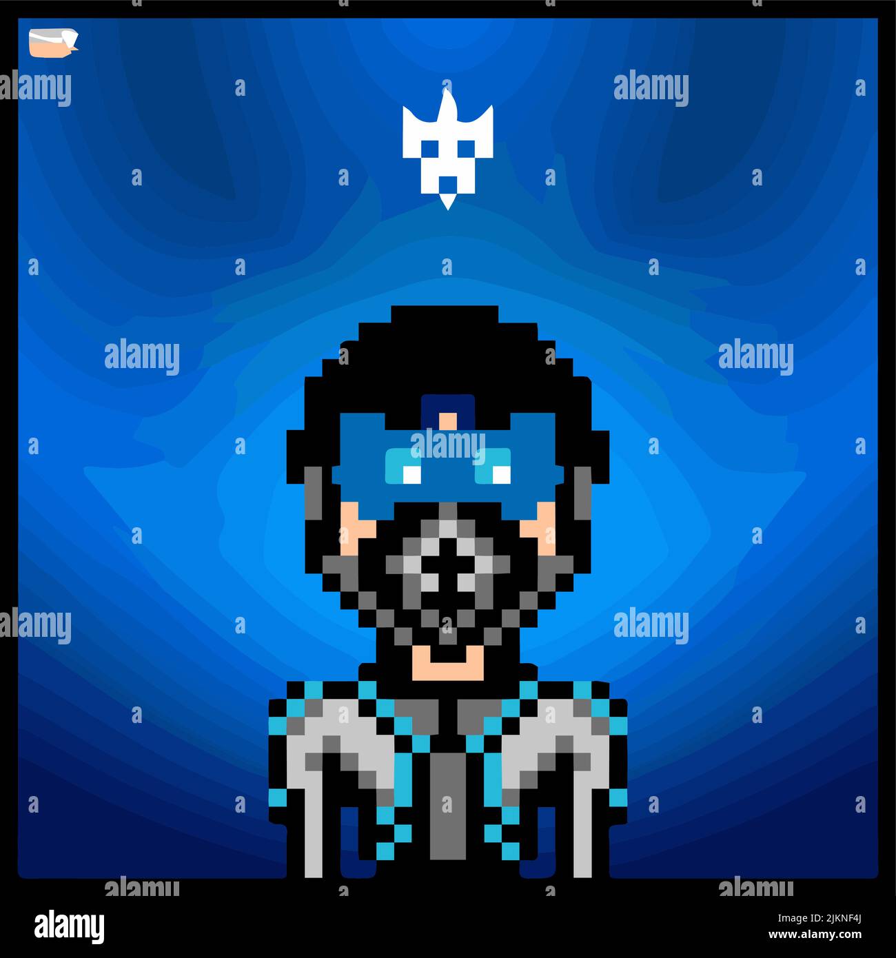 cartoon character in pixel vector art using a color filled background ...