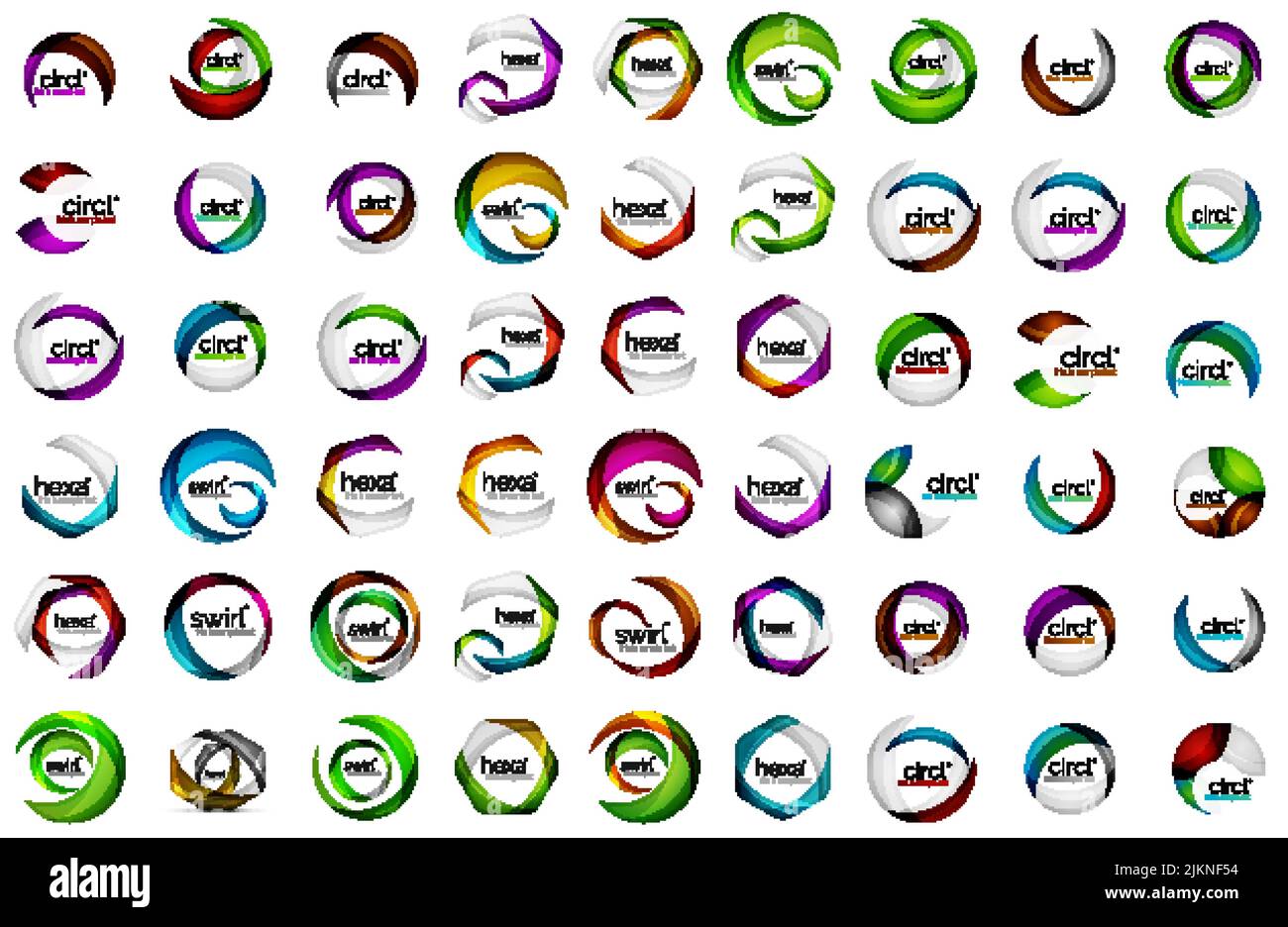 Modern overlapping shapes geometric logos. Vector icons isolated on ...