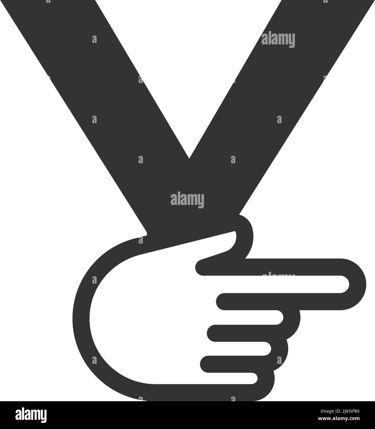 Letter combined with a hand cursor icon illustration template Stock ...