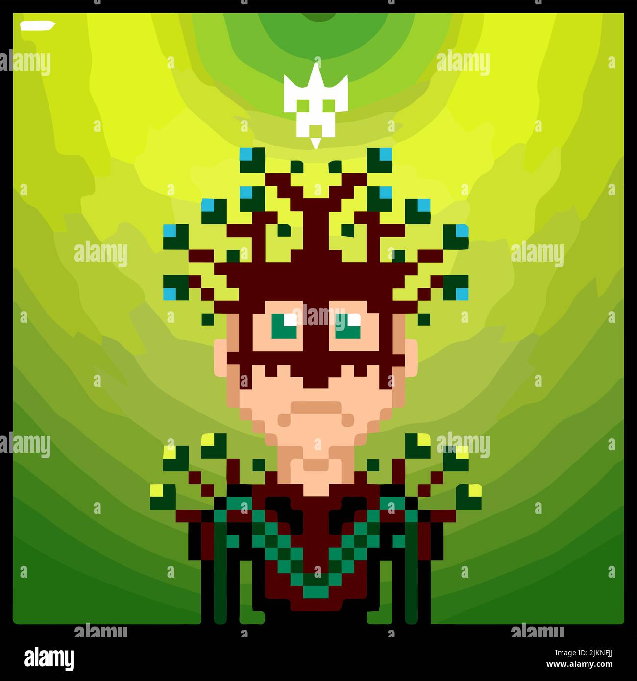 cartoon character in pixel vector art using a color filled background ...