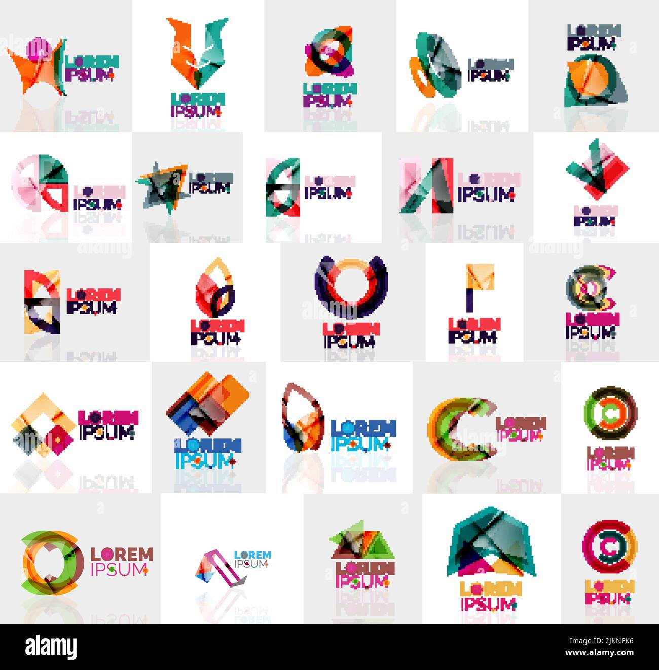 Collection of colorful abstract origami logos. Company universal ...