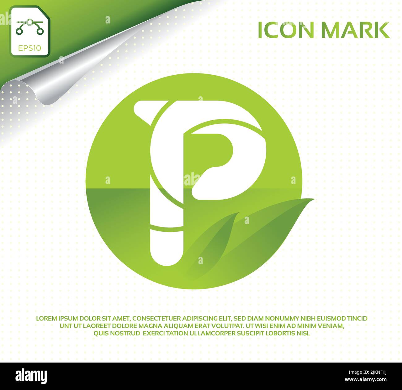 Creative letter p and modern green leaf logo design Stock Vector Image ...