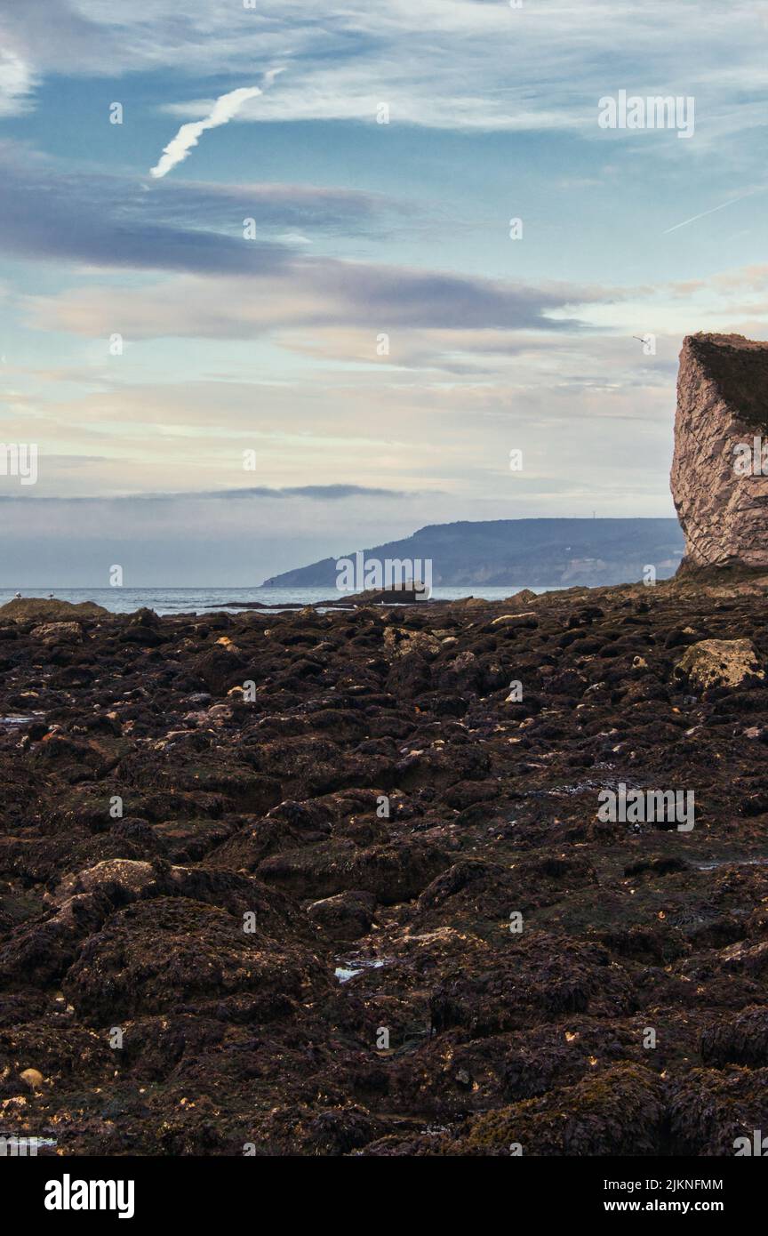 A vertical shot of a body of water near the shore in Culver cliff, Isle ...