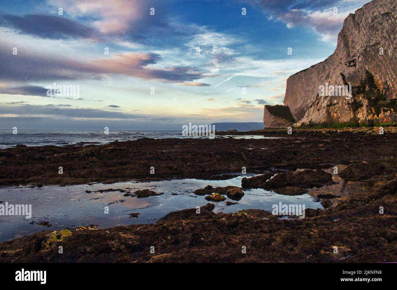 A body of water near the shore in Culver cliff, Isle of Wight Stock ...