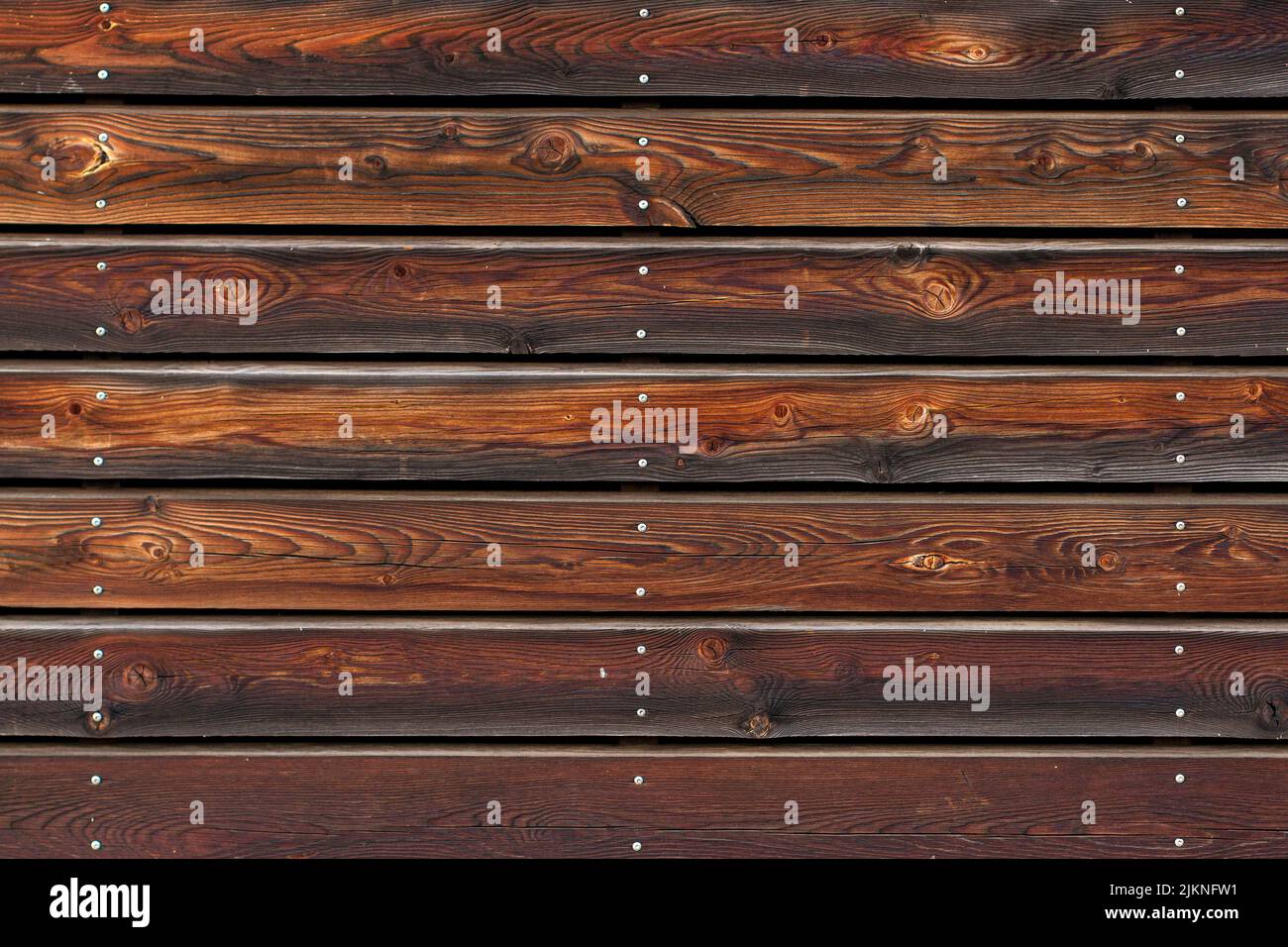 A beautiful wooden background with shiny screw heads. Simply a great ...