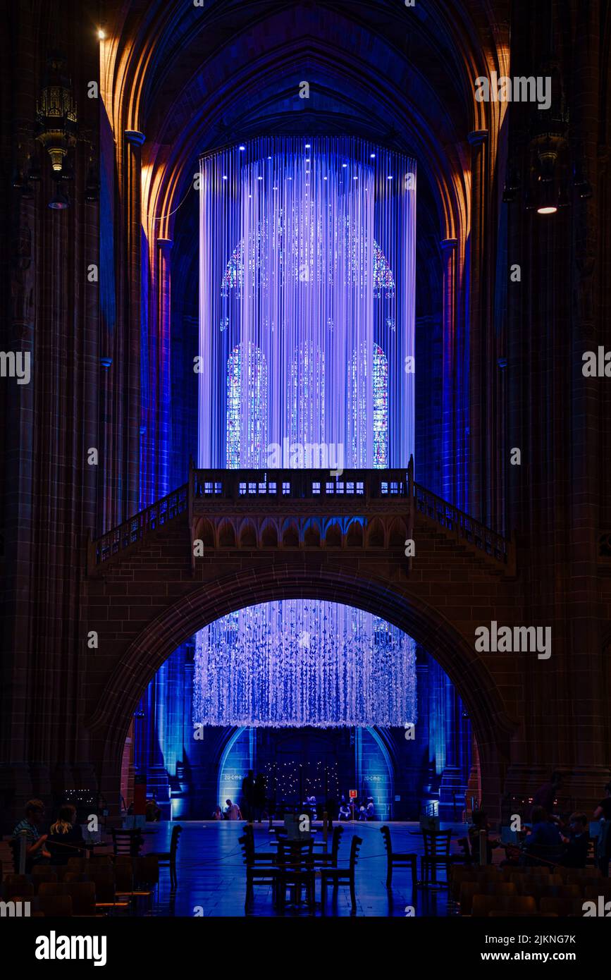 A gothic building interior with illuminated decorations Stock Photo - Alamy