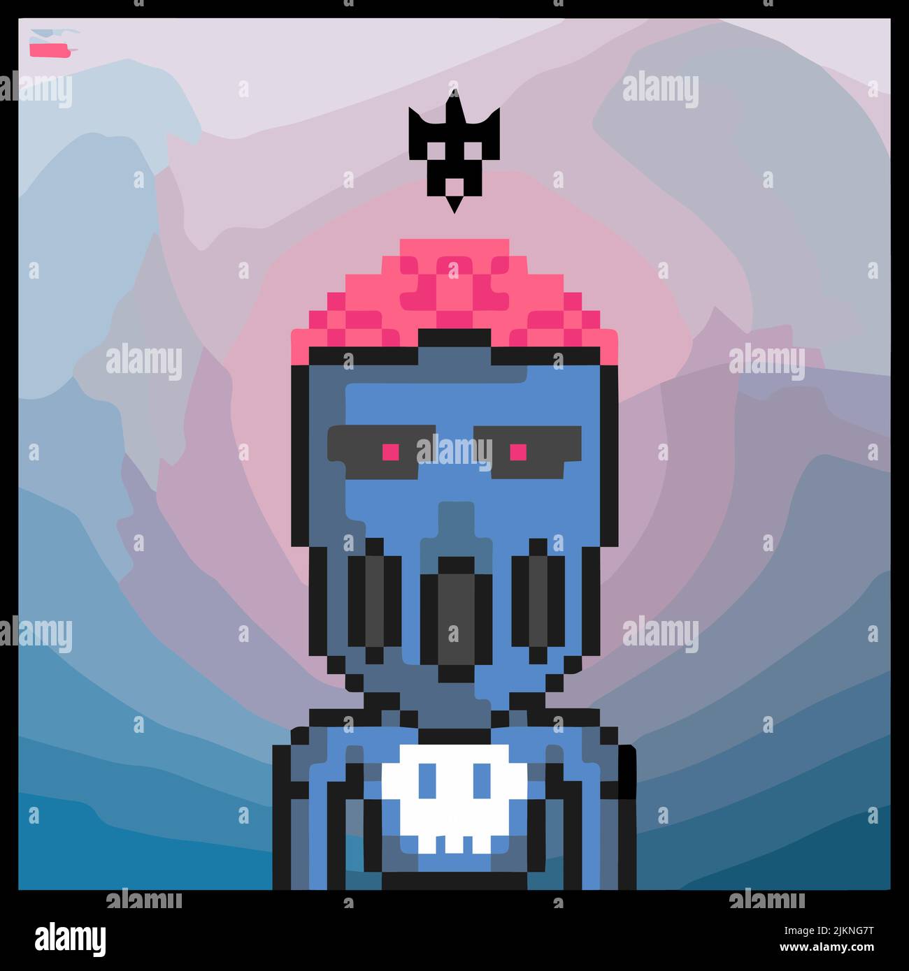 cartoon character in pixel vector art using a color filled background ...