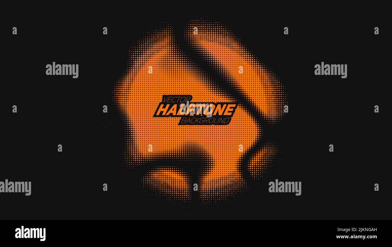 Abstract vector torn orange halftone distorted sphere. Scrathed dotted ...