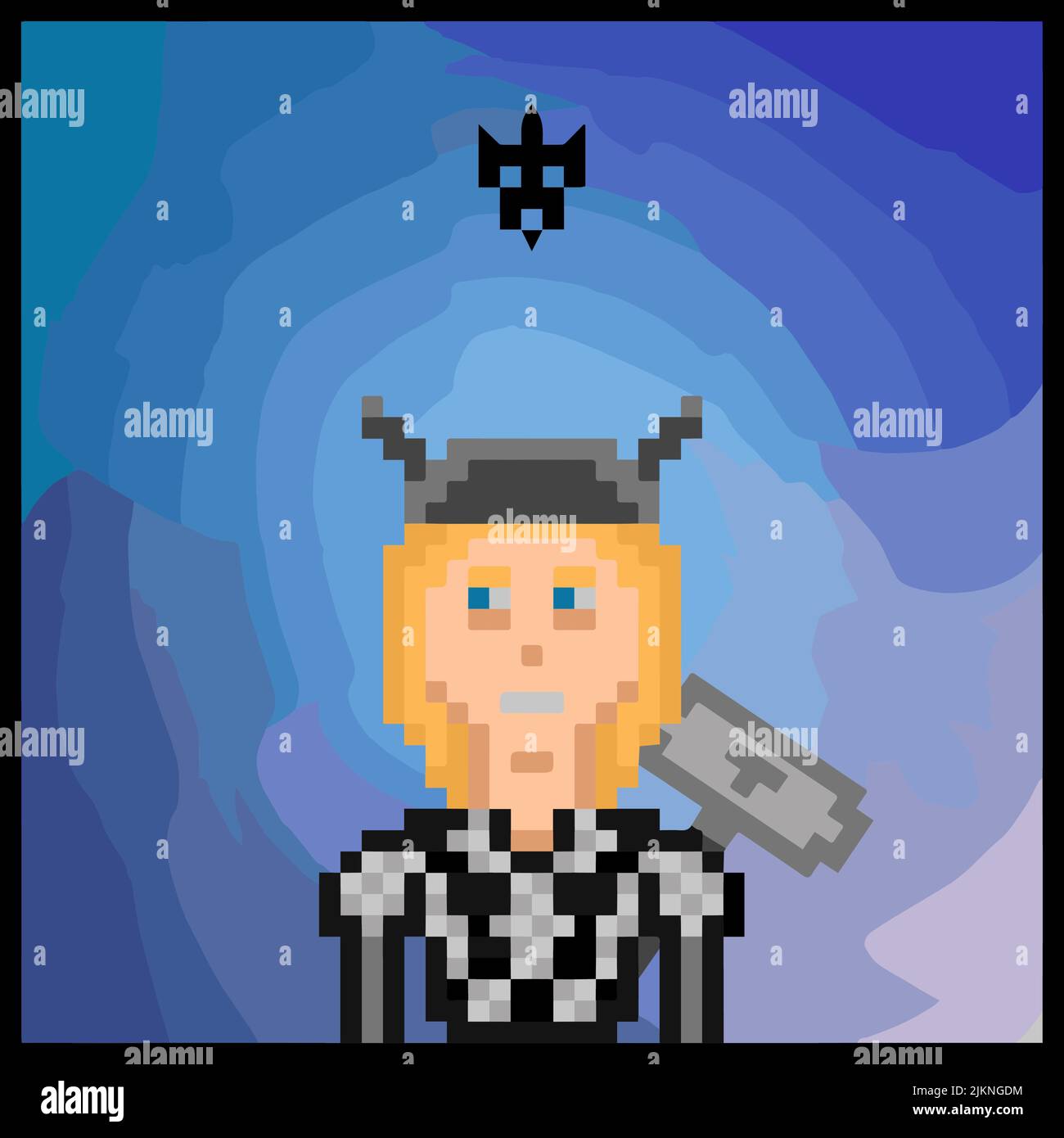 cartoon character in pixel vector art using a color filled background ...