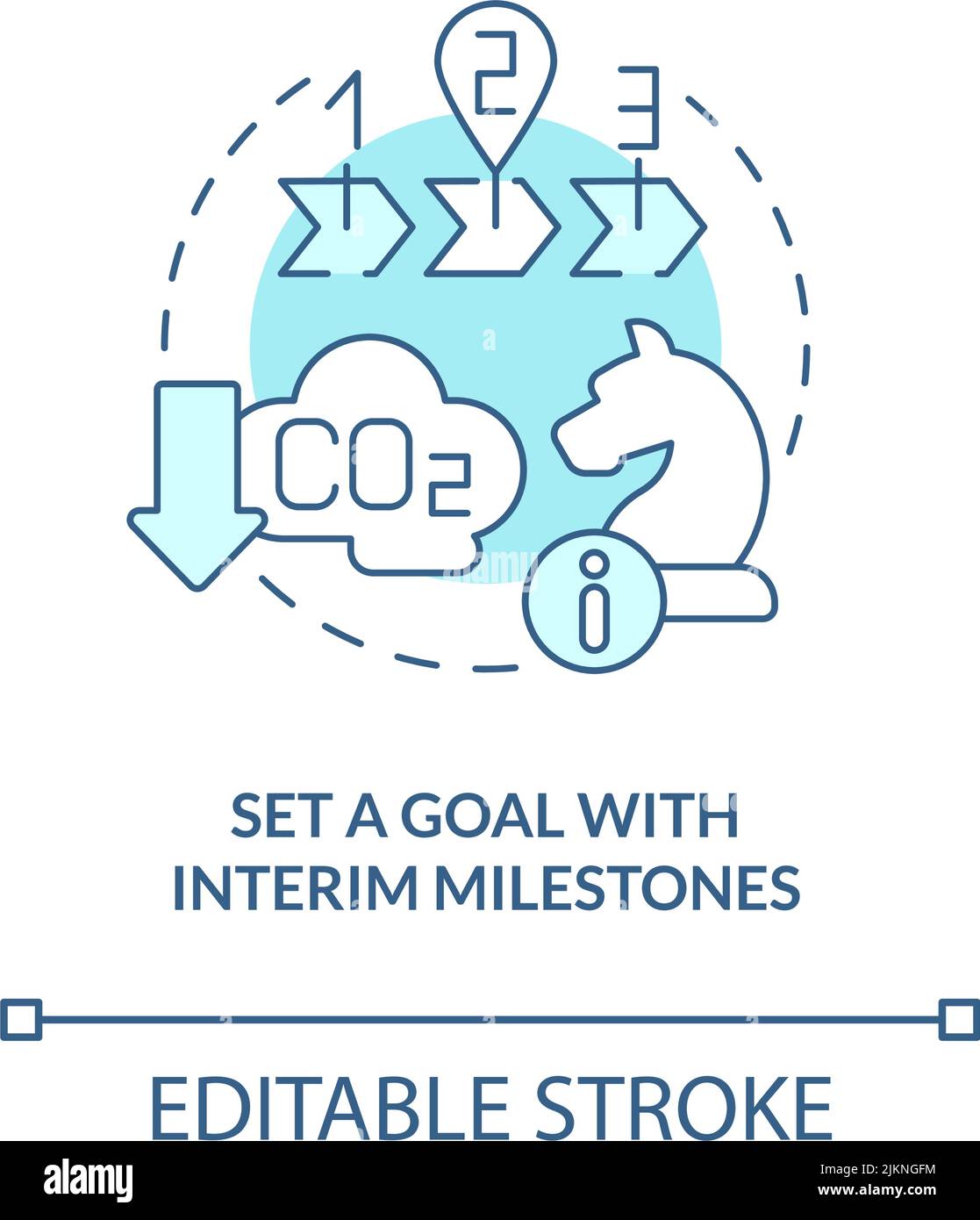 Set goal with interim milestones turquoise concept icon Stock Vector ...
