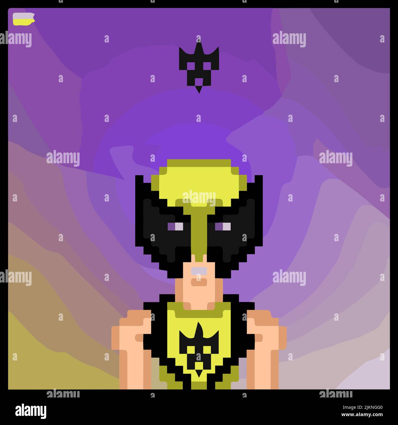 cartoon character in pixel vector art using a color filled background ...