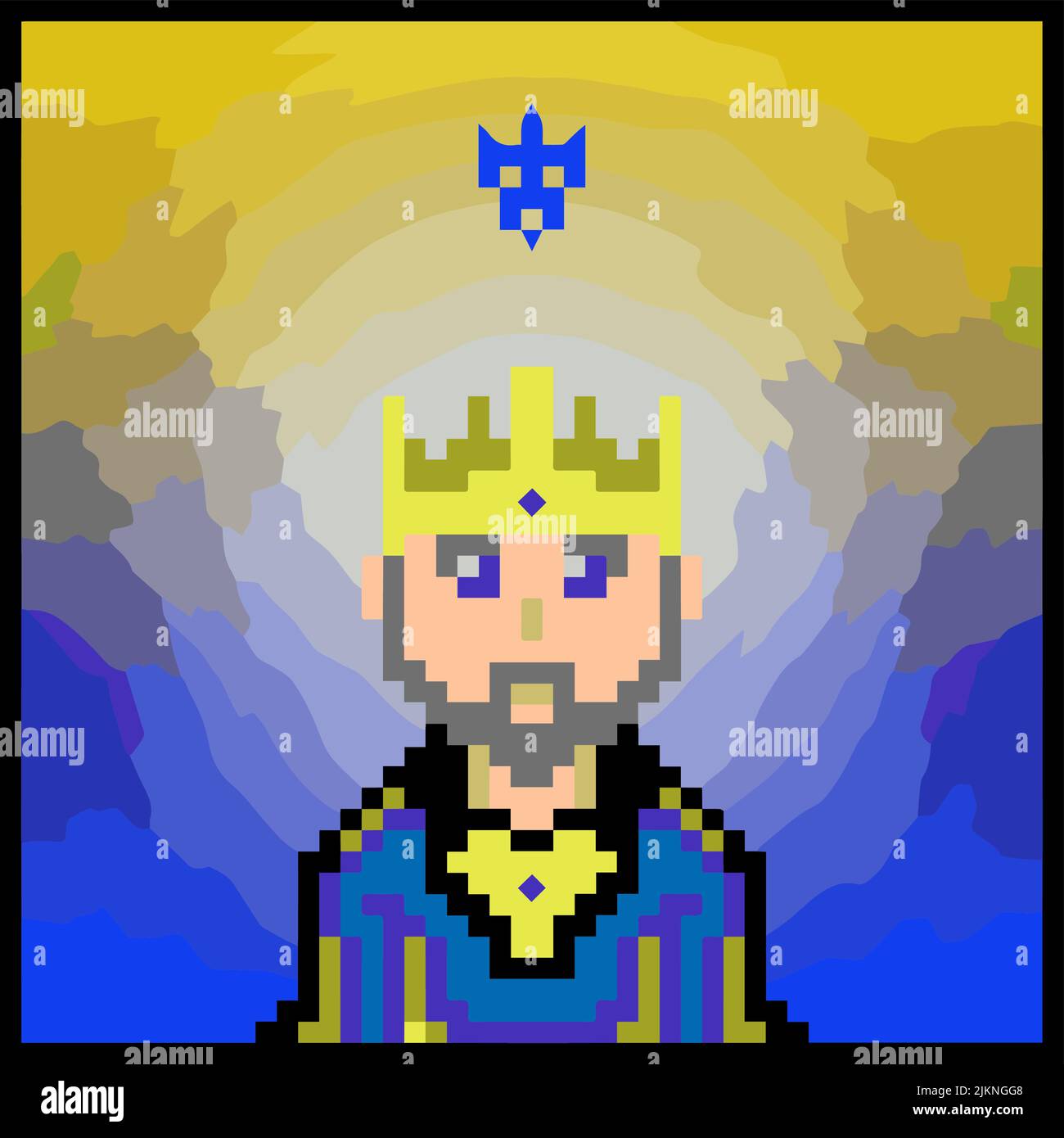 cartoon character in pixel vector art using a color filled background ...