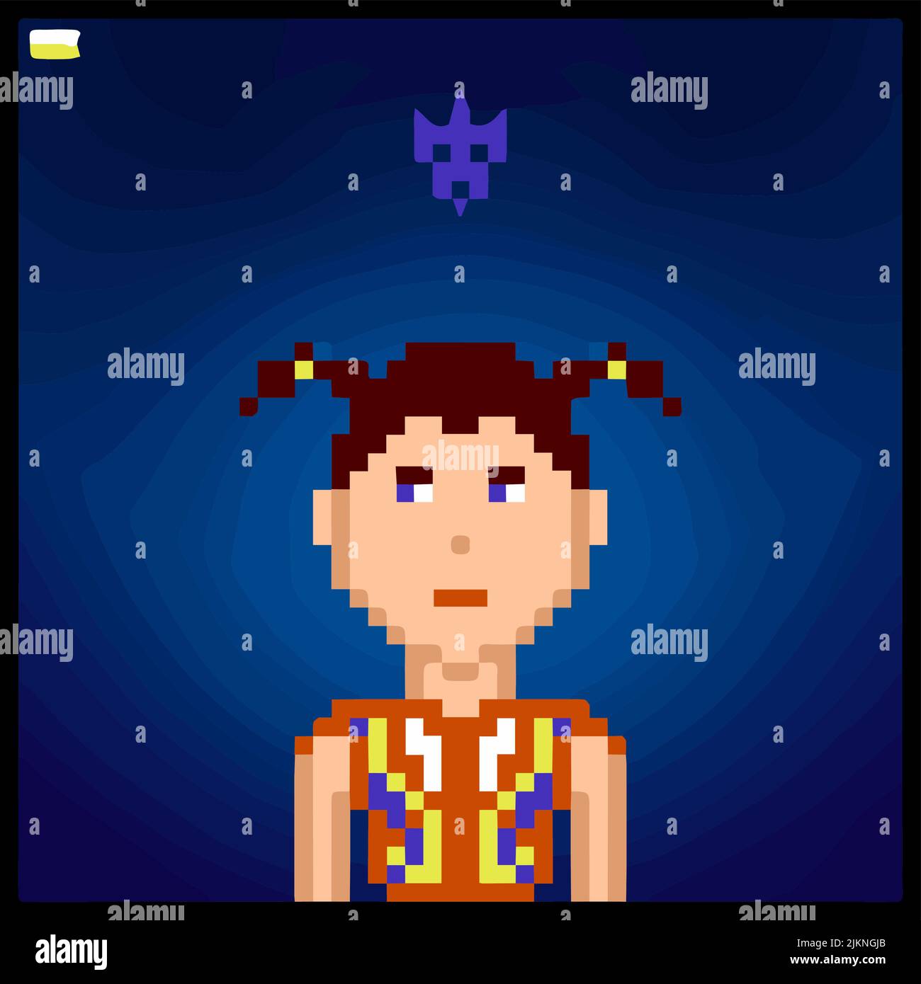 cartoon character in pixel vector art using a color filled background ...