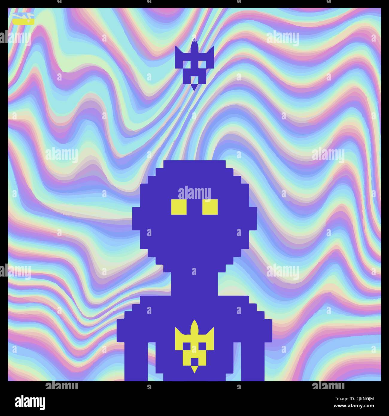 cartoon character in pixel vector art using a color filled background ...