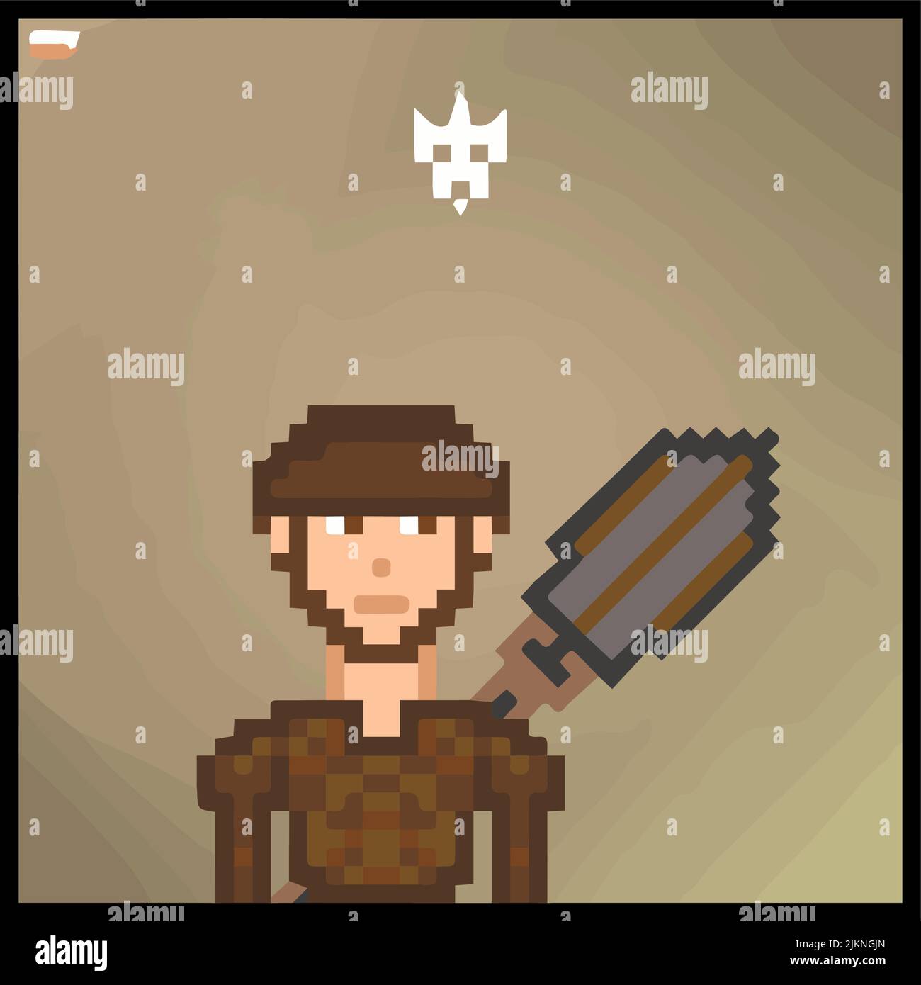 cartoon character in pixel vector art using a color filled background ...