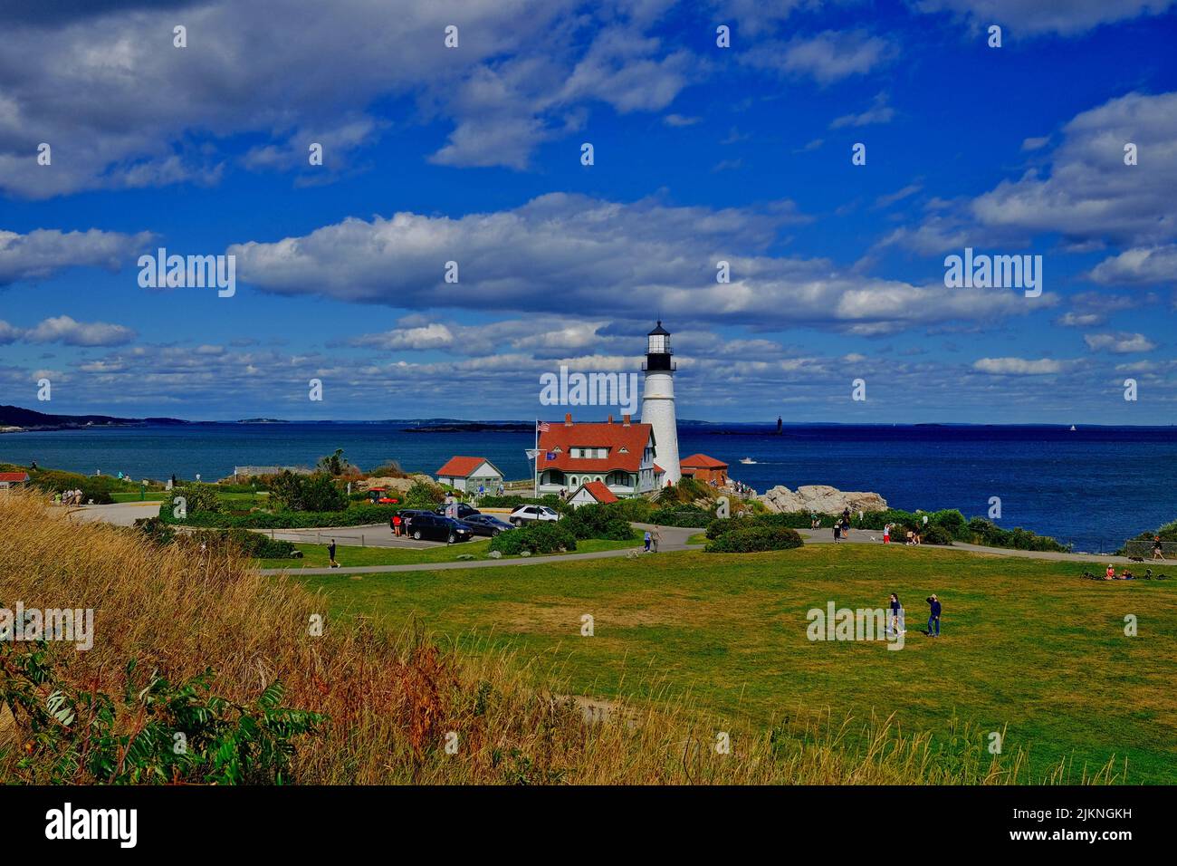The famous Portland Head light, a lighthouse in Cape Elizabeth, over a ...