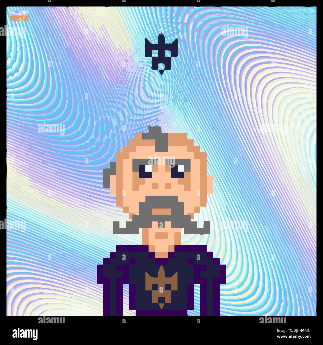 cartoon character in pixel vector art using a color filled background ...