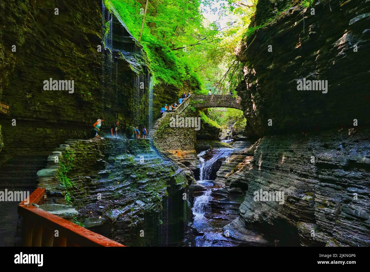 The visitors admiring the picturesque Watkins Glen State Park in New ...