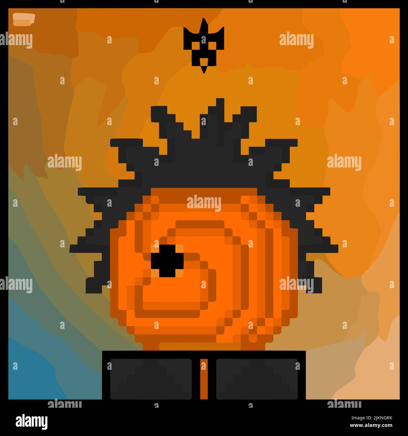 cartoon character in pixel vector art using a color filled background ...