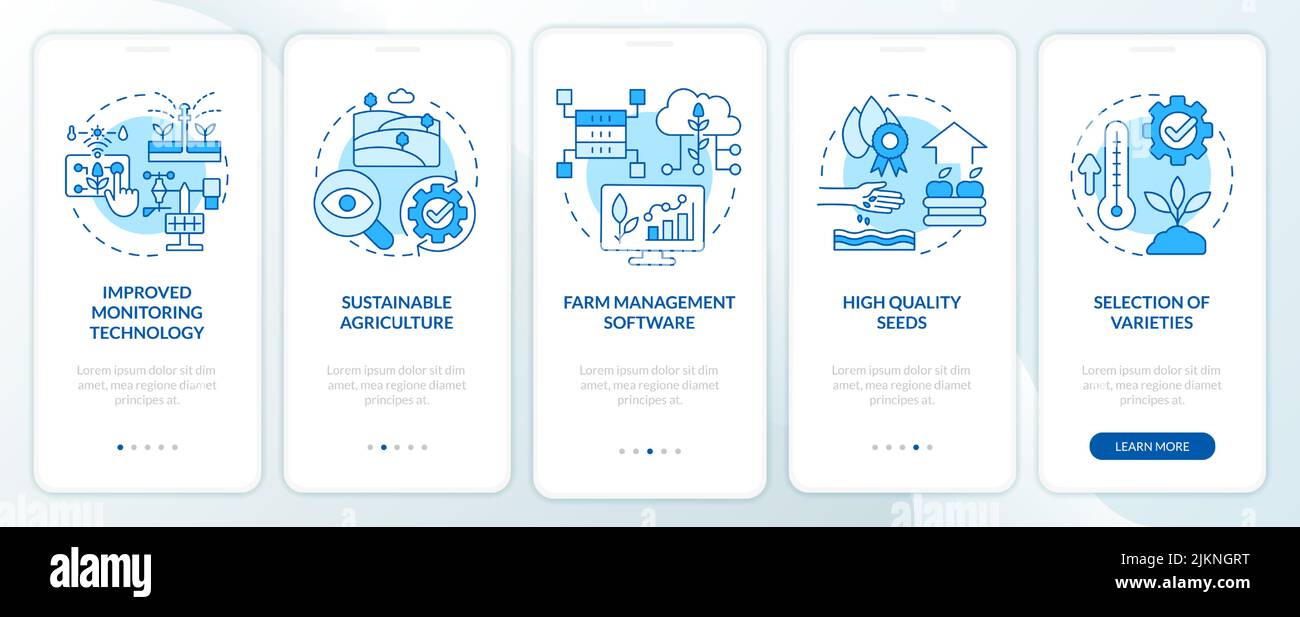 Increase Agribusiness Productivity Blue Onboarding Mobile App Screen Stock Vector Image And Art