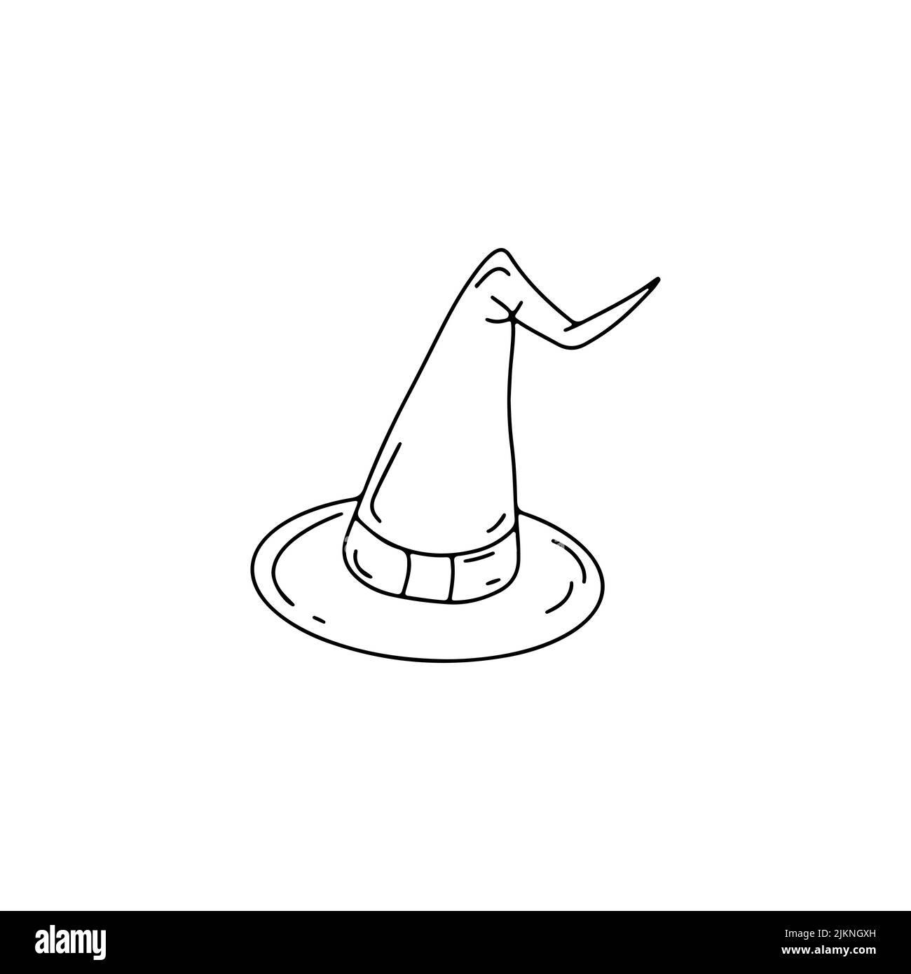 Witch hat. Hand drawn line art Halloween illustration Stock Vector ...