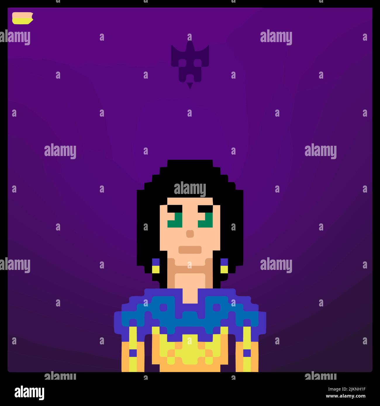 cartoon character in pixel vector art using a color filled background ...