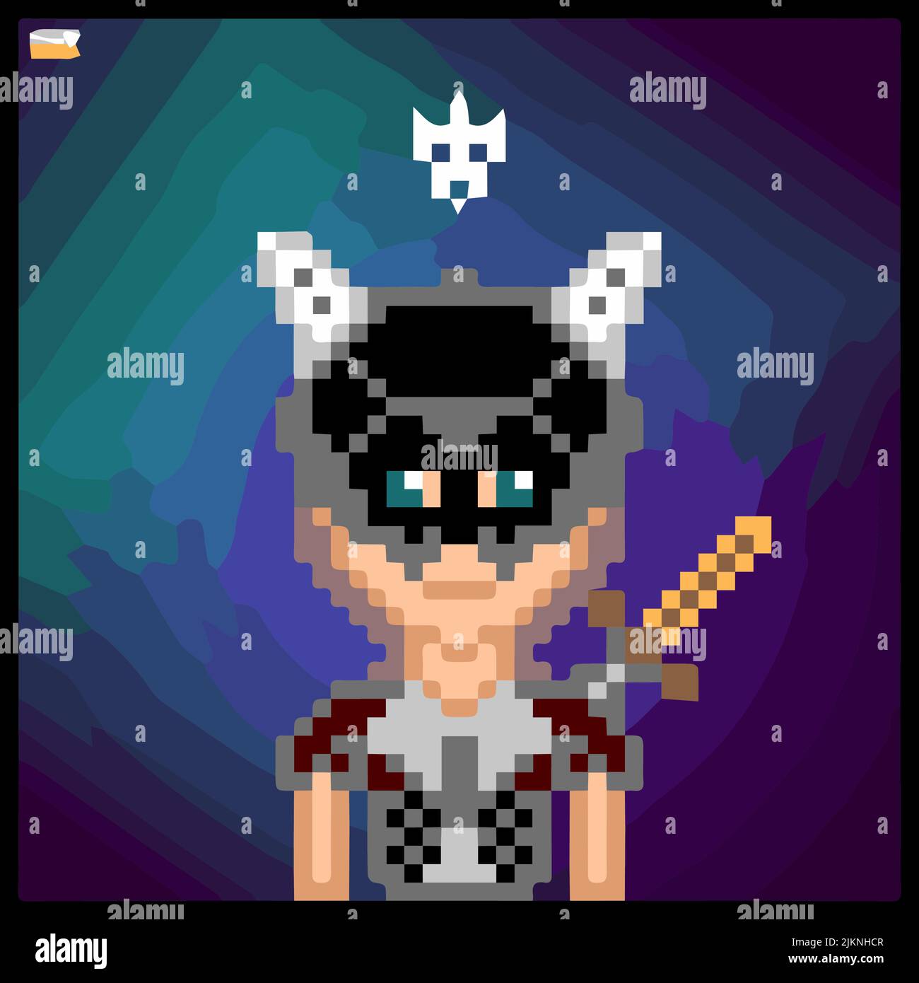 cartoon character in pixel vector art using a color filled background ...