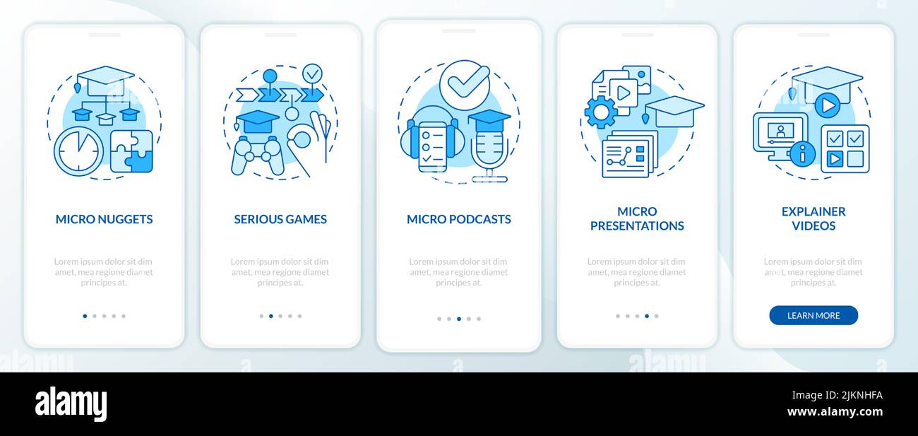 Microlearning examples blue onboarding mobile app screen Stock Vector ... Microlearning examples blue onboarding mobile app screen Stock Vector ...