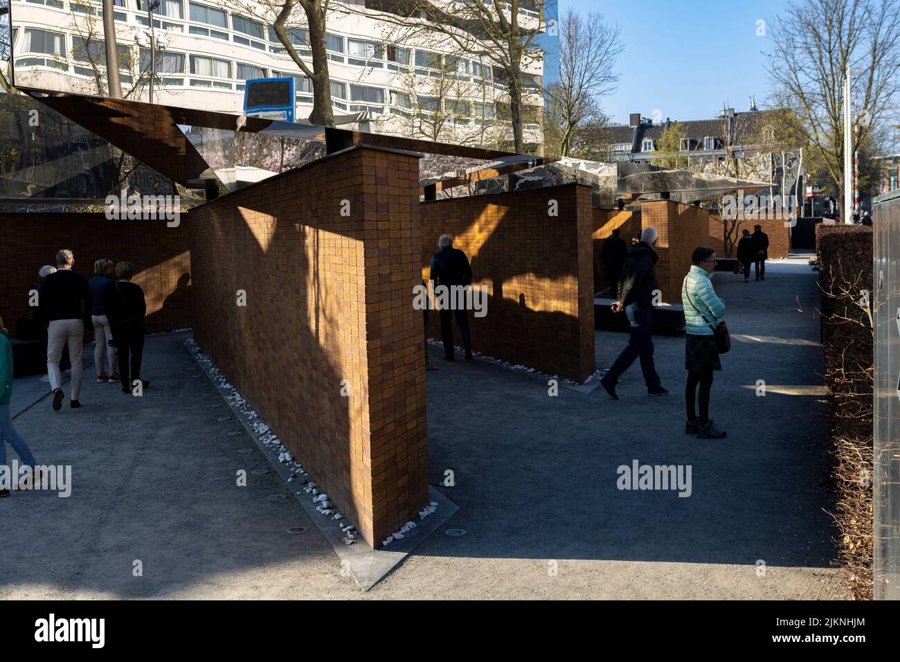 Labyrinth with people at Dutch National Holocaust Name Monument with ...