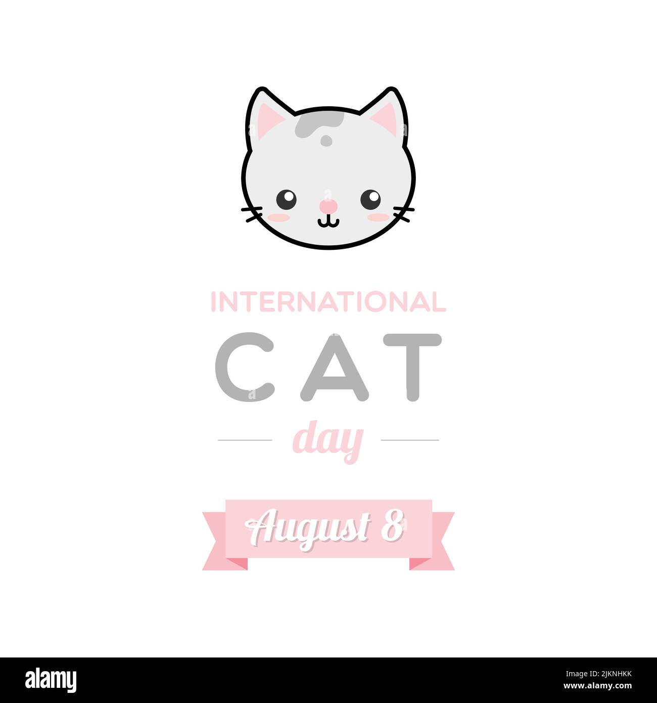 International Cat Day. August 8. Cat face filled icon. Vector ...