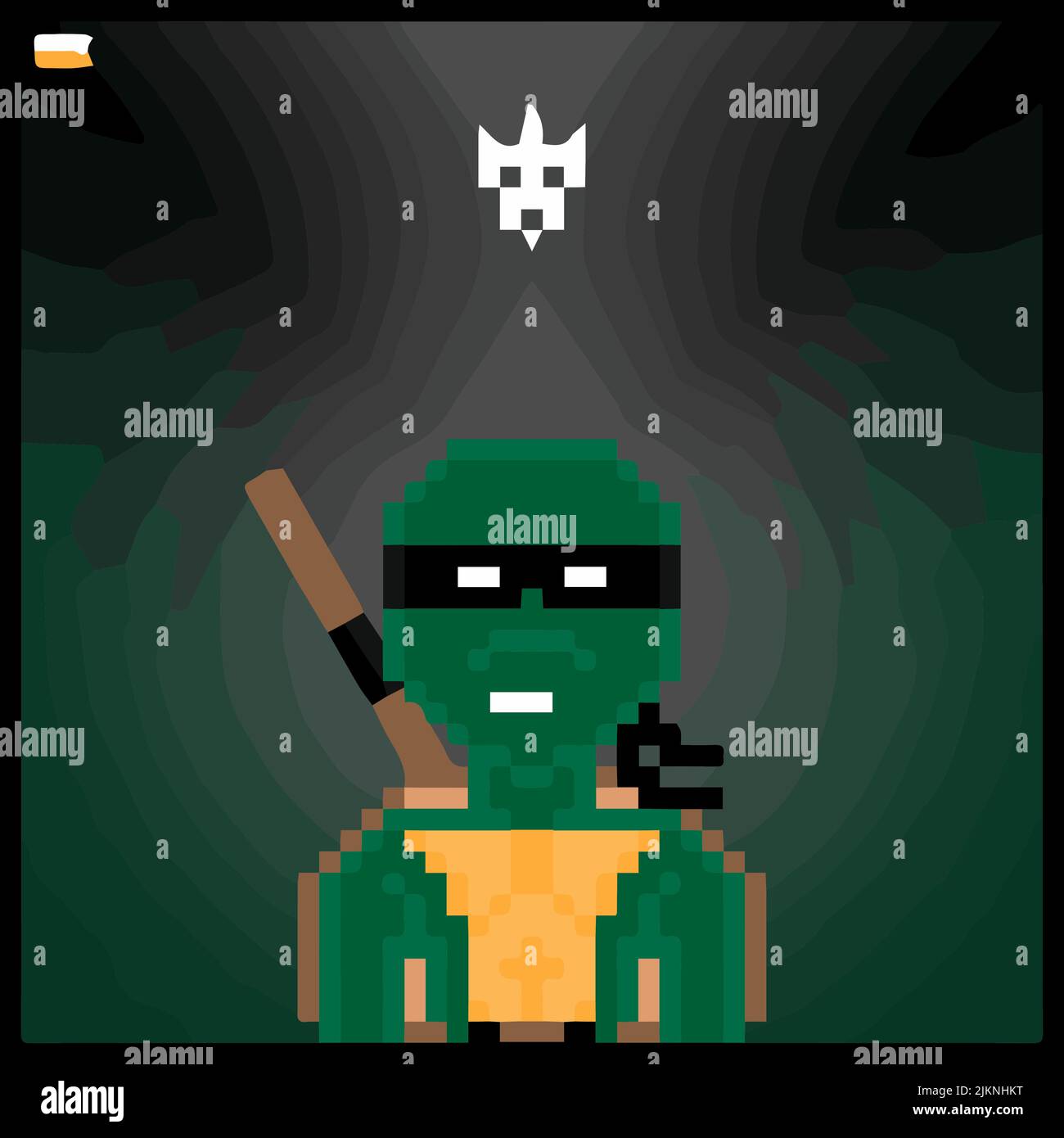 cartoon character in pixel vector art using a color filled background ...