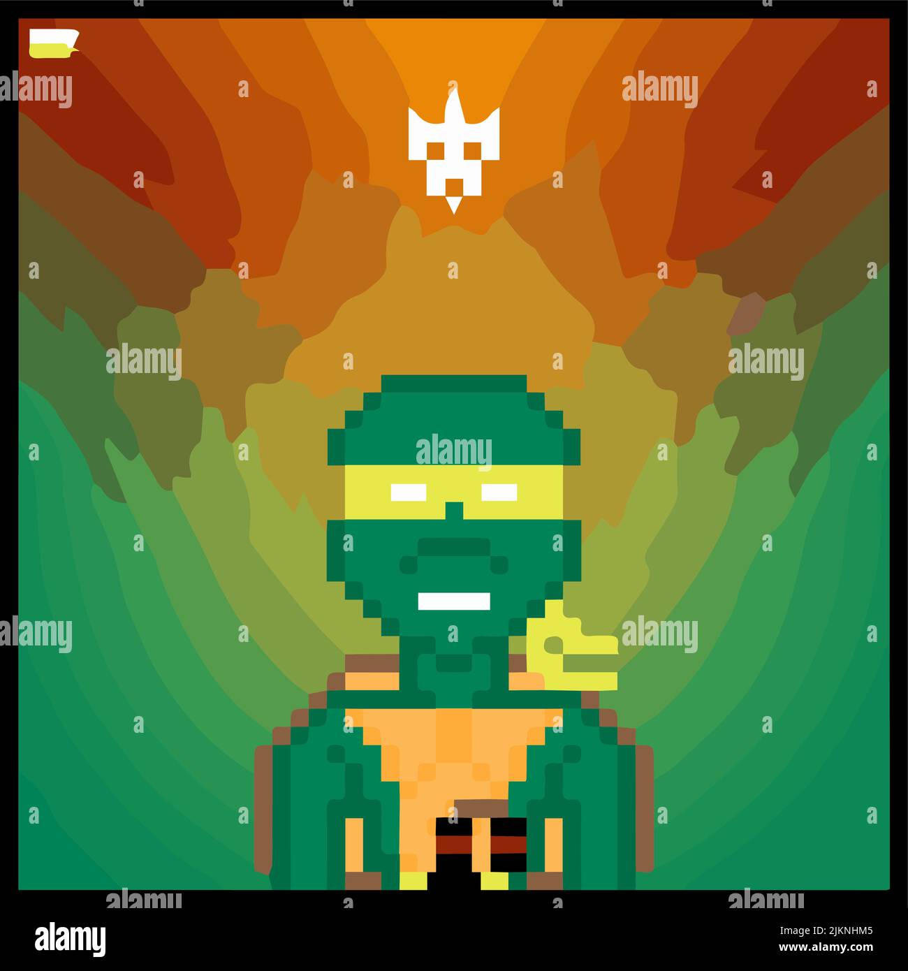 cartoon character in pixel vector art using a color filled background ...