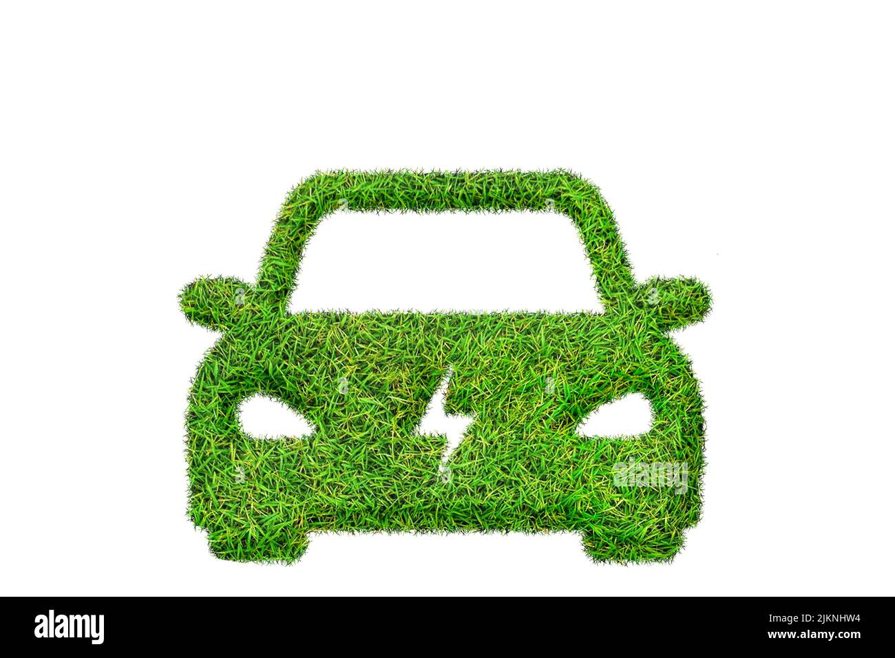 A 2D illustration of a patch of grass in the shape of an electric car ...