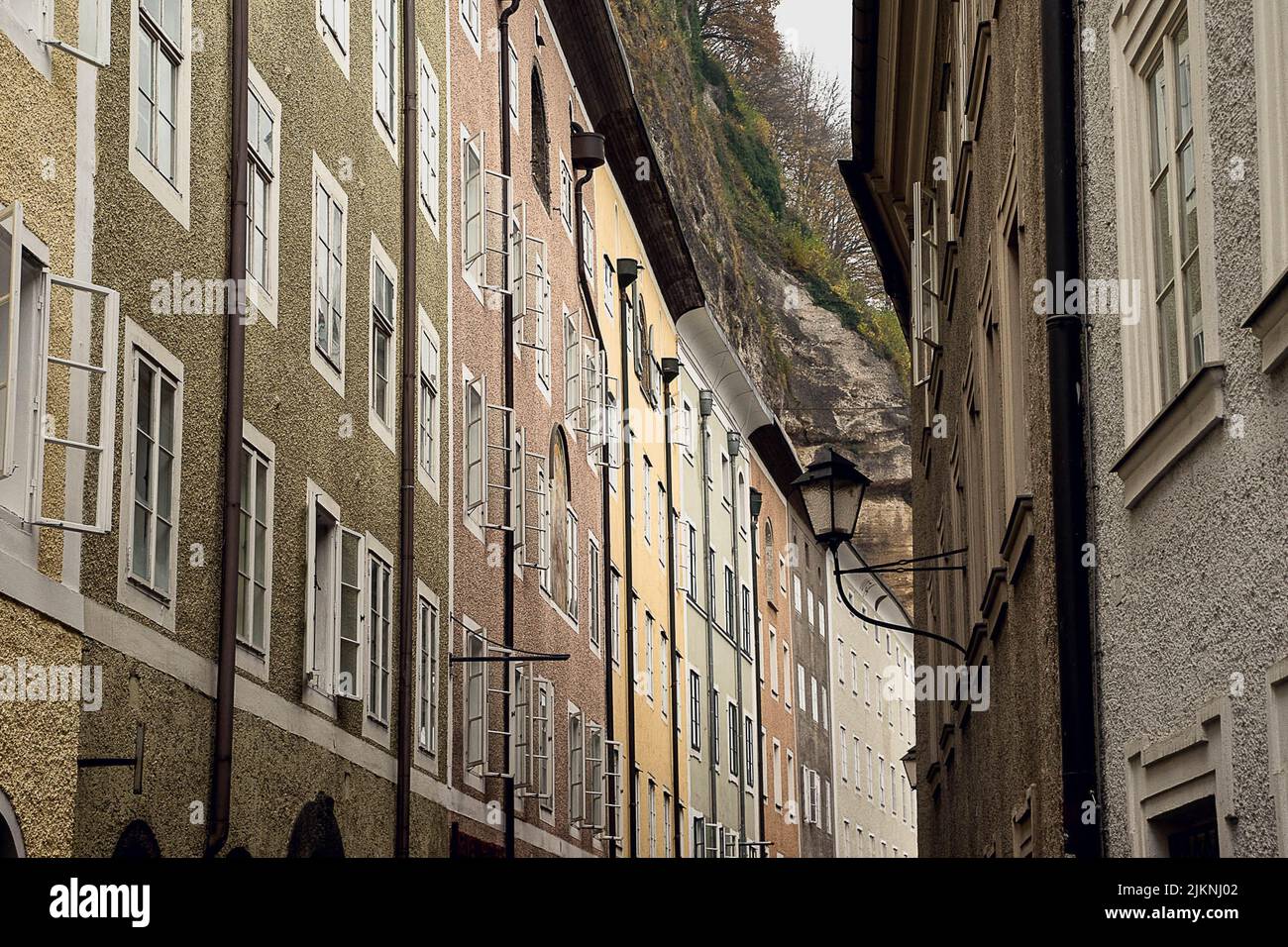 A beautiful view of the Pastel town open white window frames of the ...