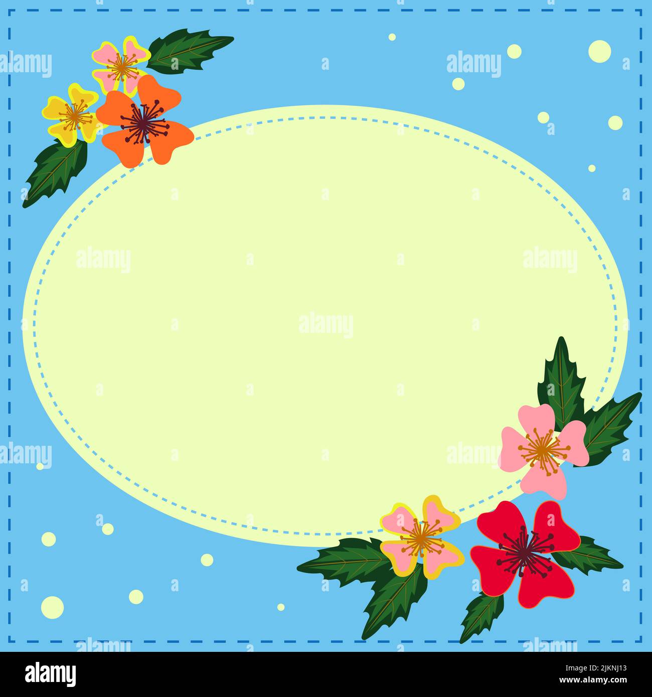 Frame With Leaves And Flowers Around And Important Announcements Inside ...