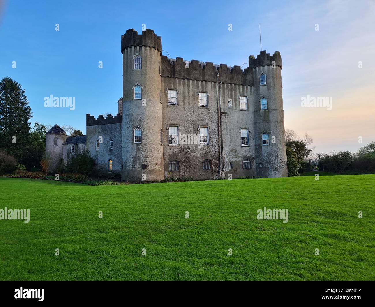 A beautiful view of ancient fortress in a big green landscape under ...